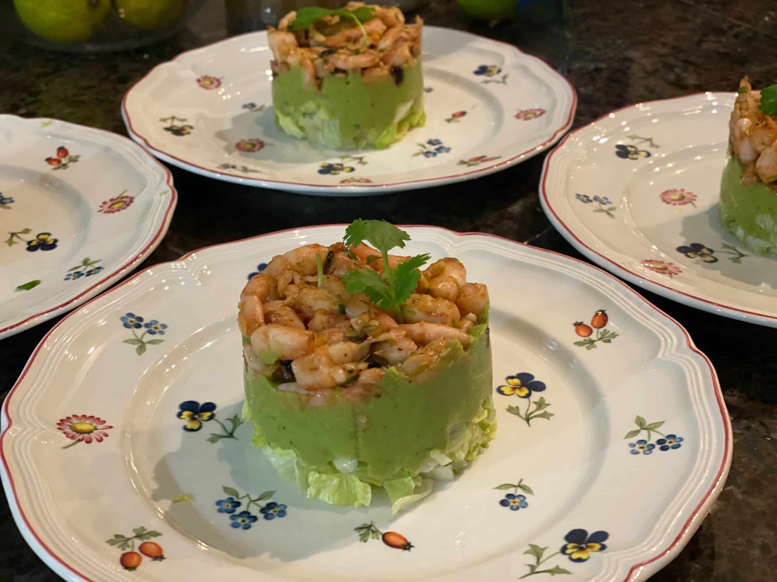 Forrett med marinerte reker og avokadokrem - Keto Tone